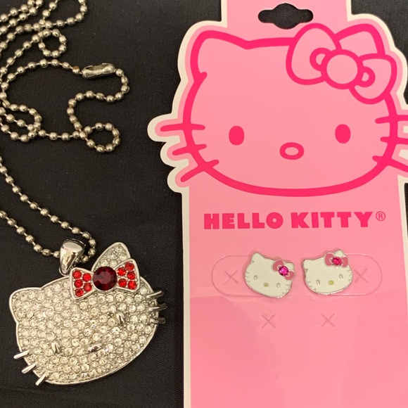 Hello Kitty | Jewelry | Hello Kitty Rhinestone Necklace And Earrings ...